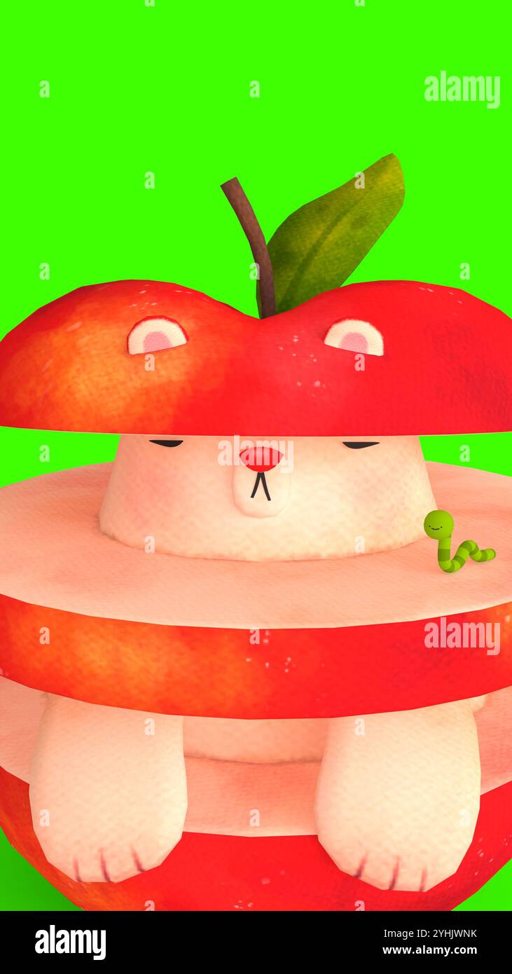 apple bear with green background Stock Photo - Alamy