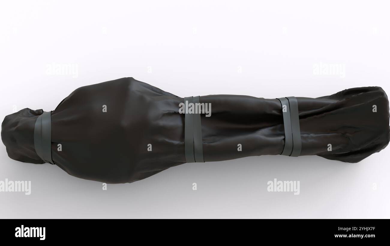 body wrapped in plastic with white background Stock Photo - Alamy