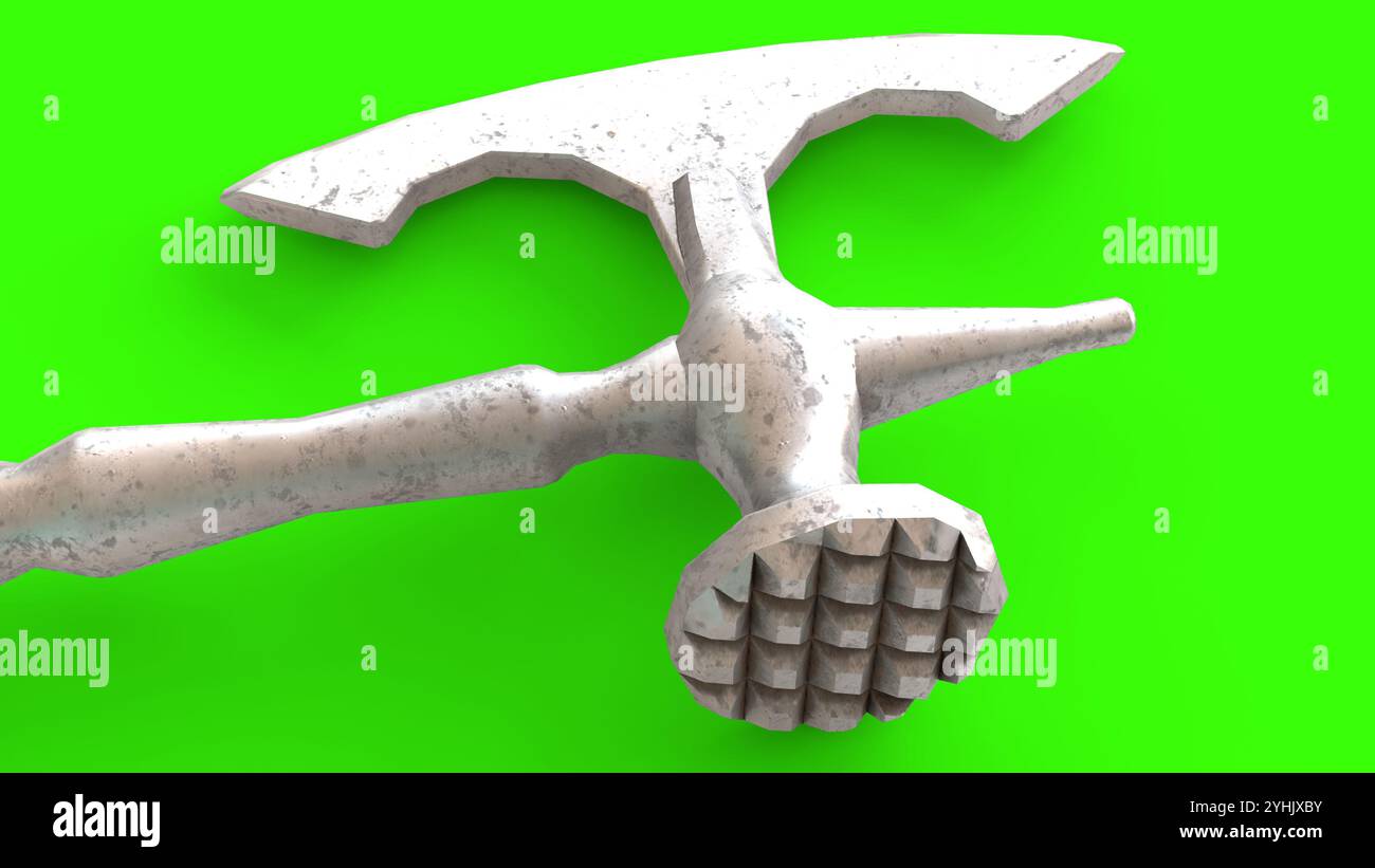 butcher poleaxe with green background Stock Photo - Alamy