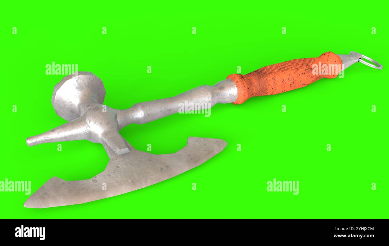 butcher poleaxe with green background Stock Photo - Alamy