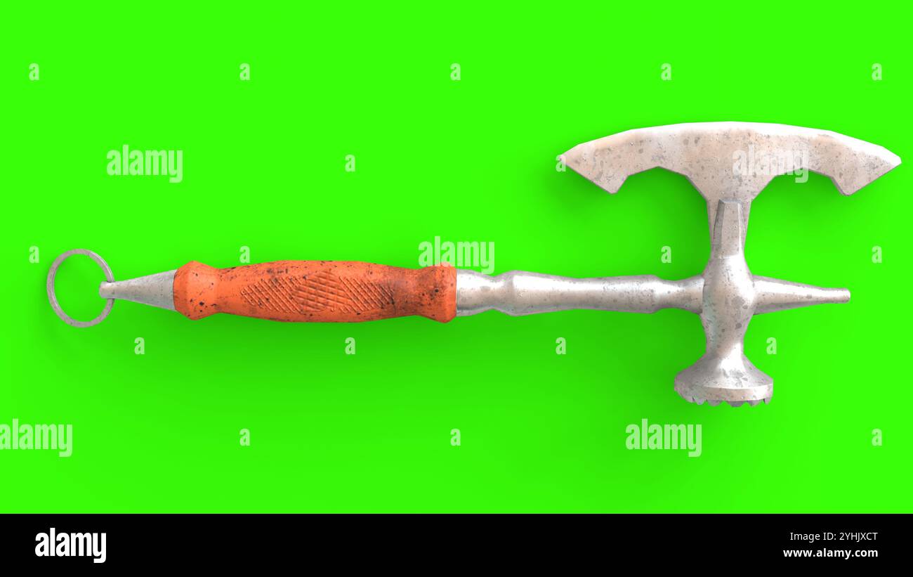 butcher poleaxe with green background Stock Photo - Alamy
