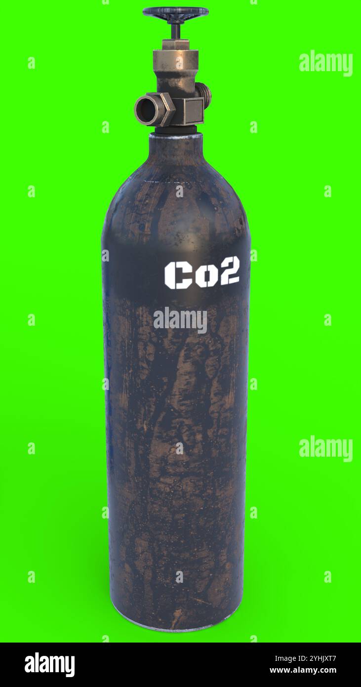 Co2 Gas Cylinder with green background Stock Photo - Alamy