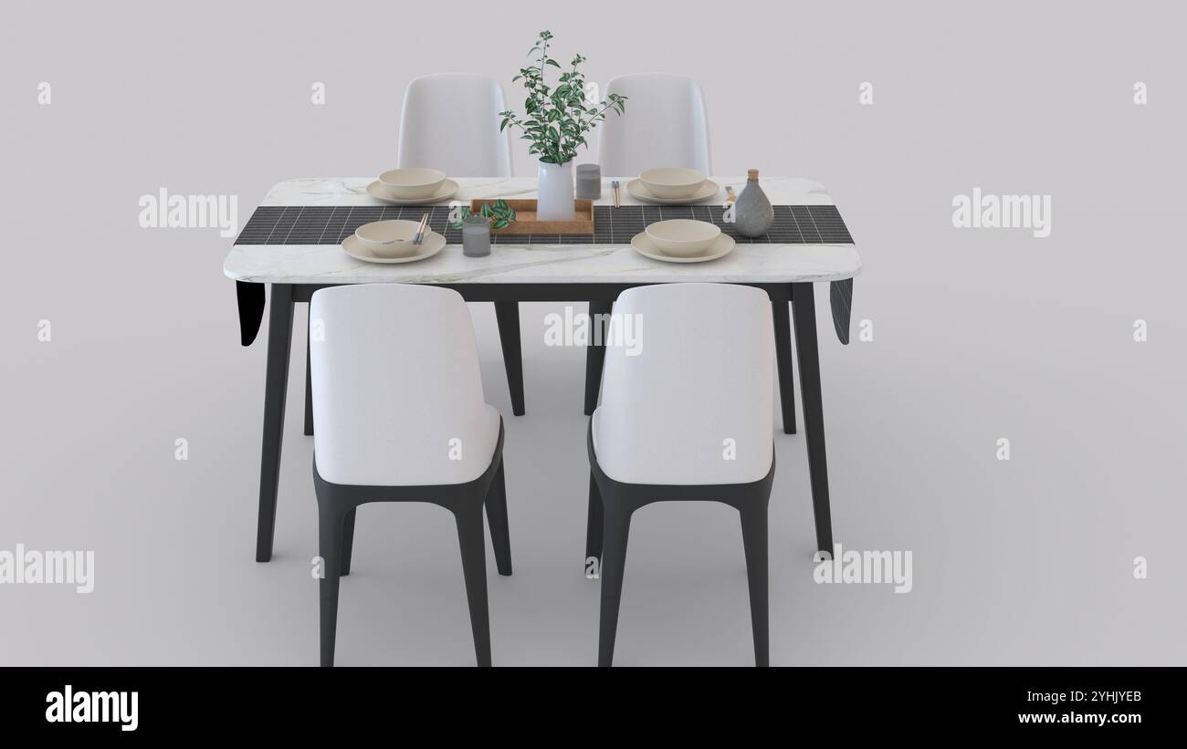 simple dining table with white background Stock Photo - Alamy