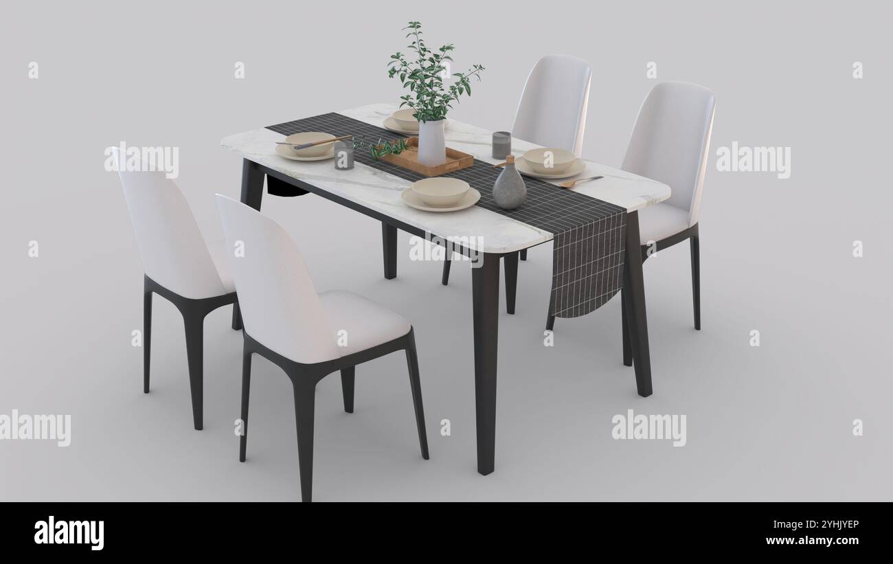 simple dining table with white background Stock Photo - Alamy