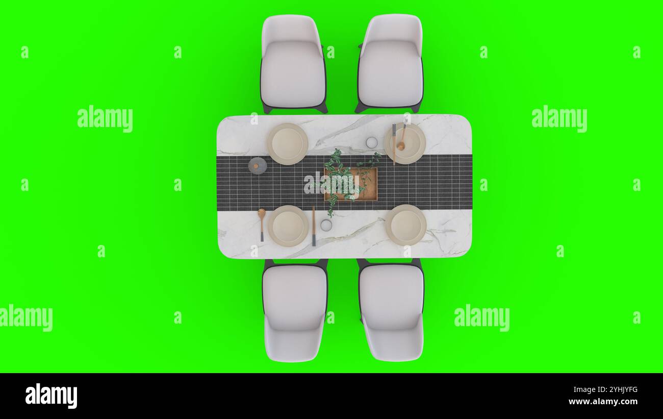 simple dining table with green background Stock Photo - Alamy