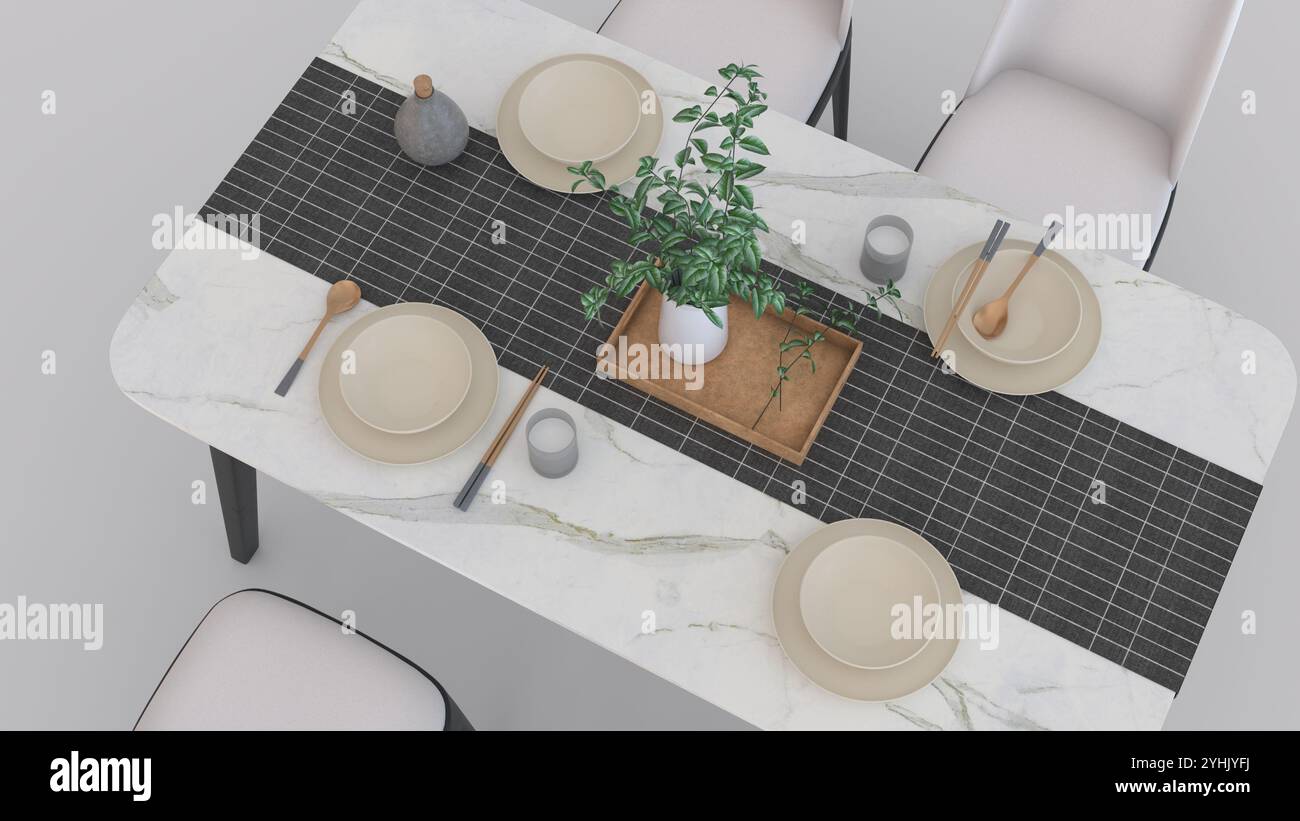 simple dining table with white background Stock Photo - Alamy