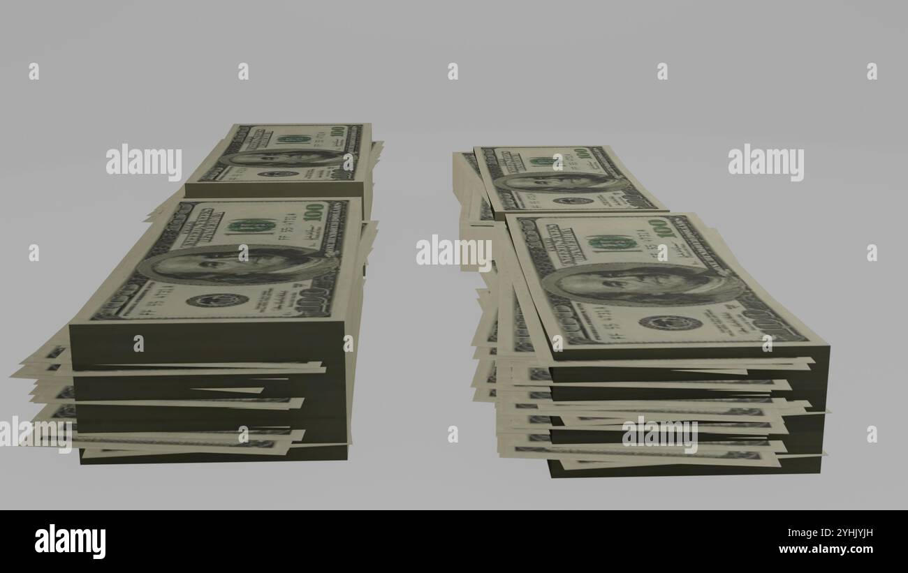 dollar bundles with white background Stock Photo - Alamy