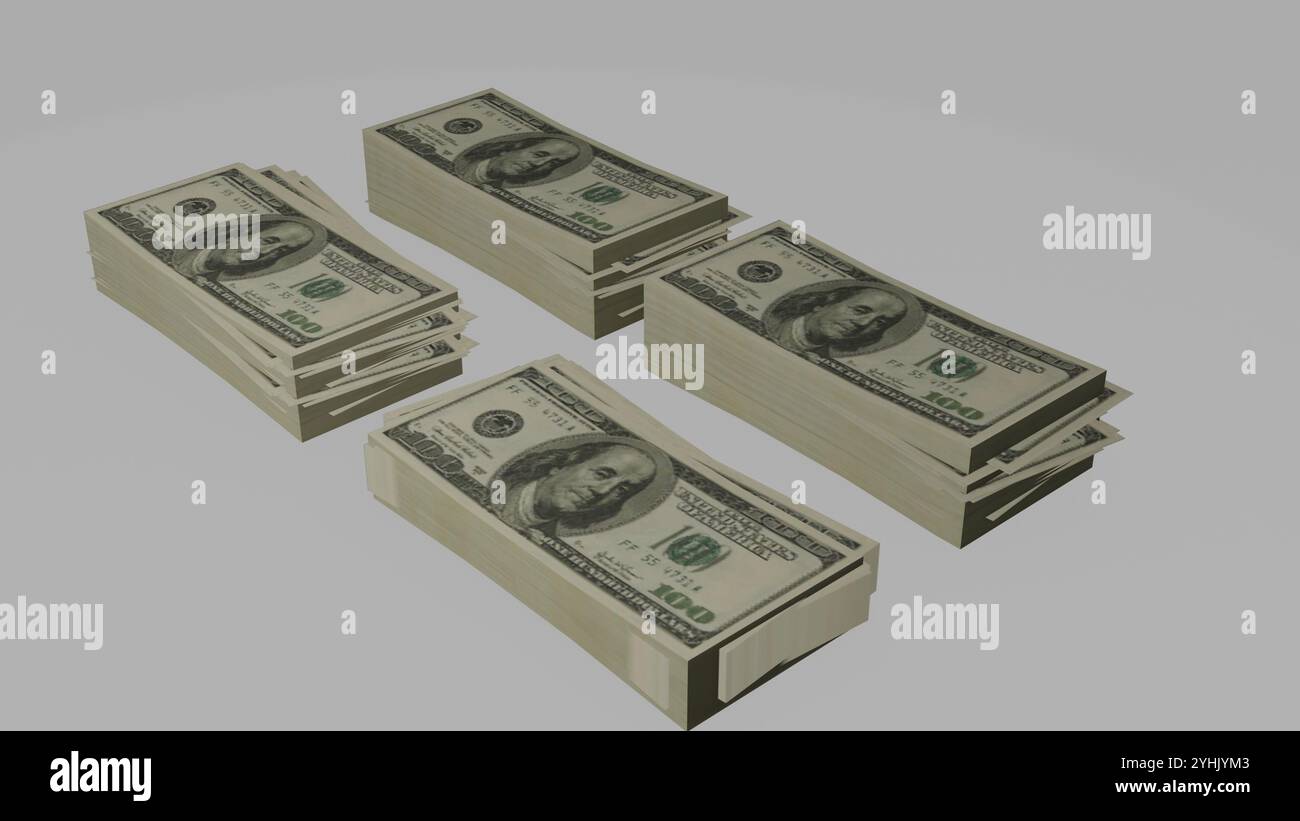 dollar bundles with white background Stock Photo - Alamy