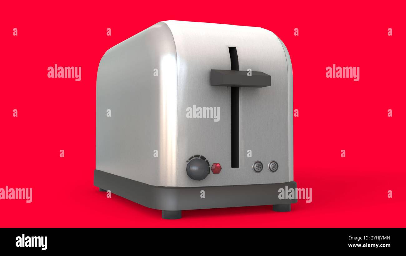 electric toaster machine with red background Stock Photo - Alamy