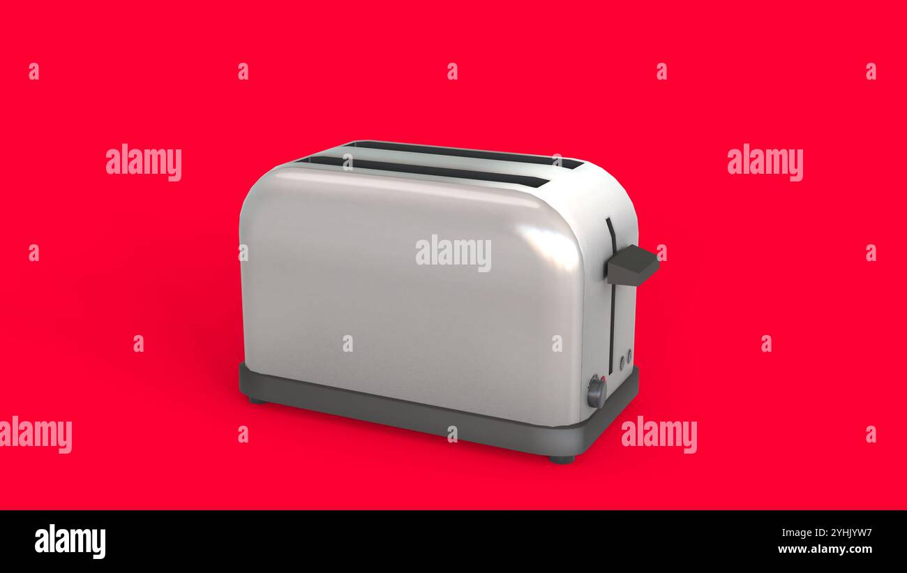 electric toaster machine with red background Stock Photo - Alamy