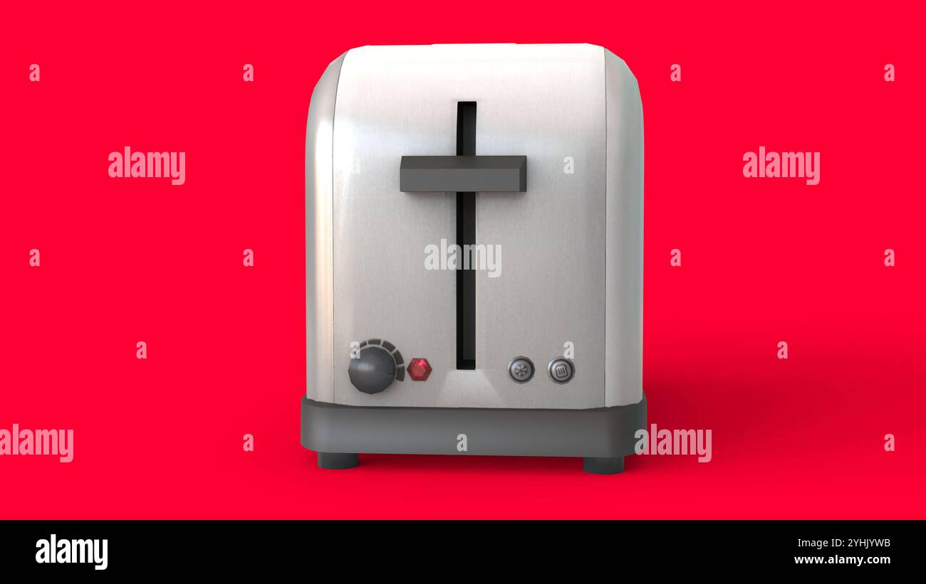 electric toaster machine with red background Stock Photo - Alamy