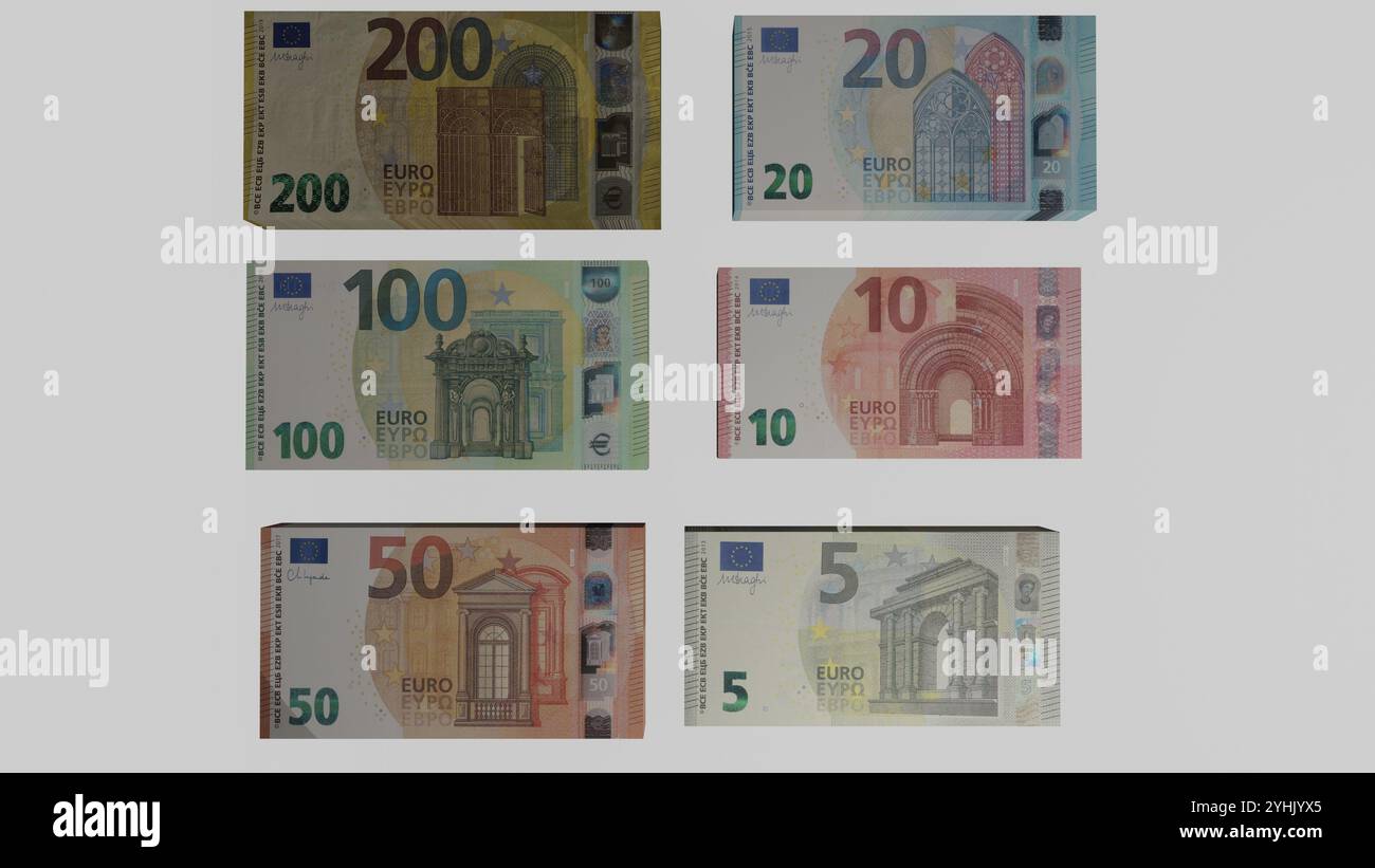 Euro Banknotes with white background Stock Photo - Alamy