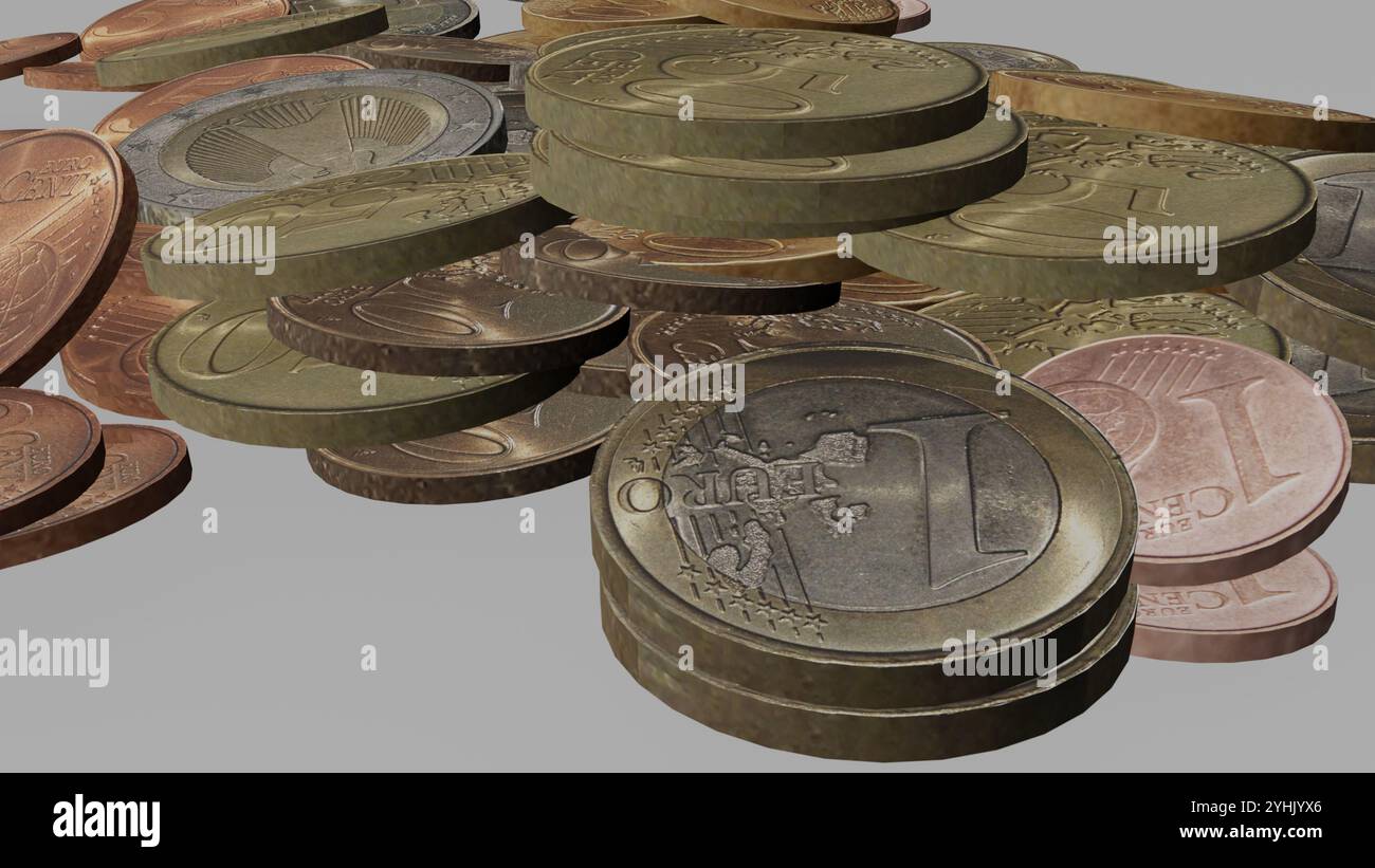 euro coins with white background Stock Photo - Alamy