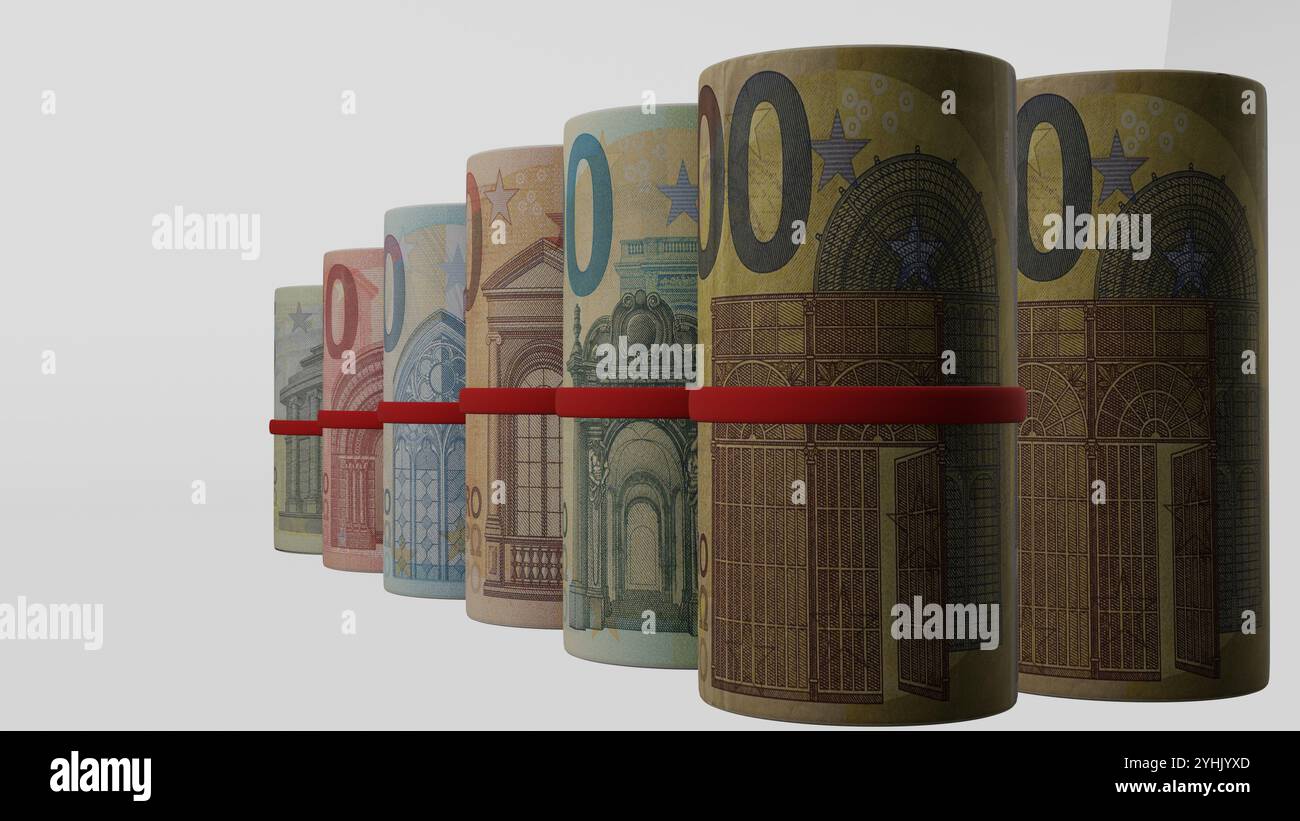 Bundle of euro banknotes with white background Stock Photo - Alamy