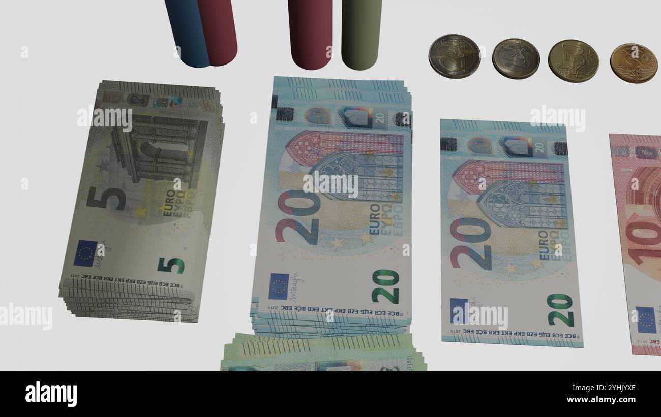 Euro Banknotes with white background Stock Photo - Alamy