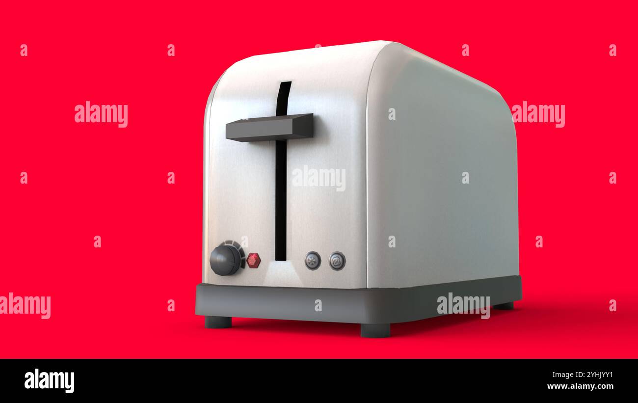 electric toaster machine with red background Stock Photo - Alamy