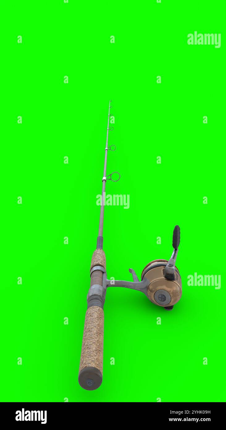 fish hunting stick with green background Stock Photo - Alamy