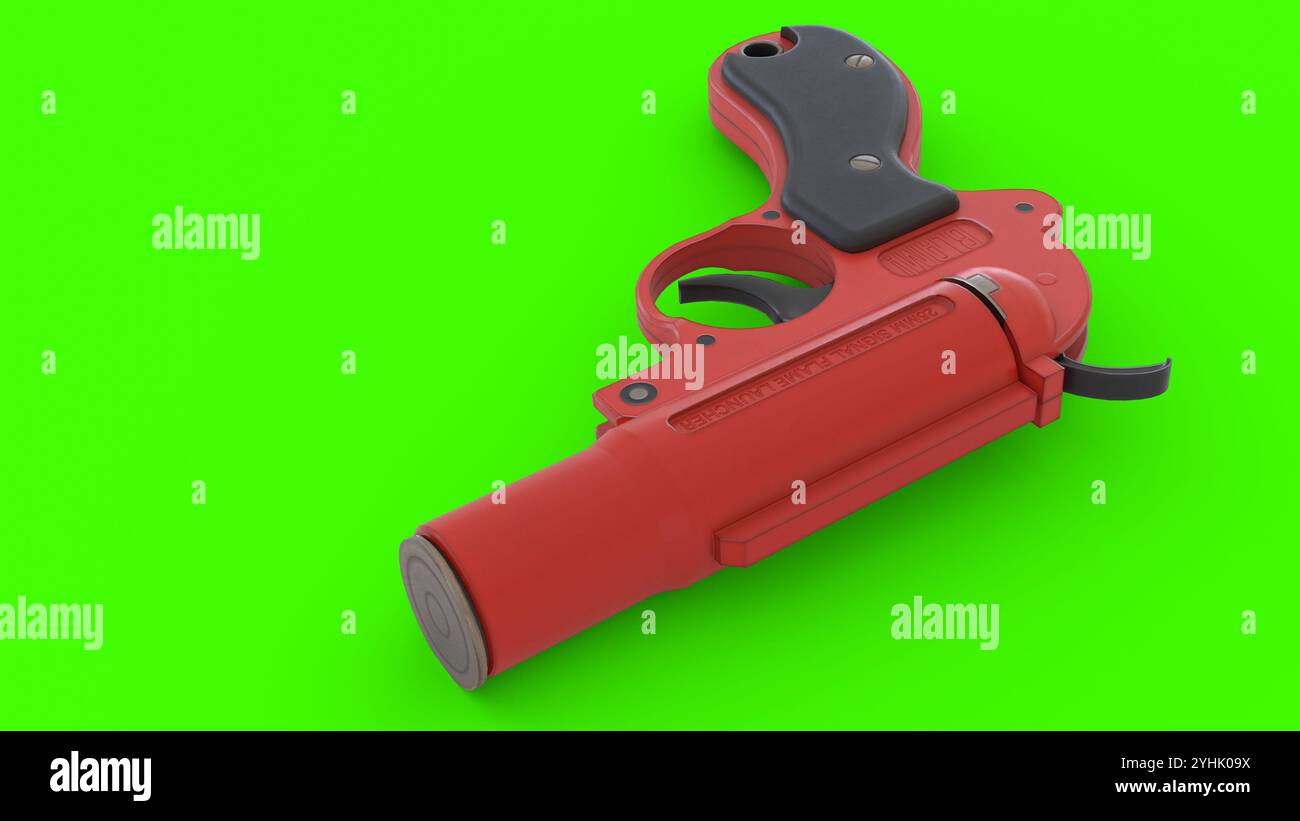 flare gun with green background Stock Photo - Alamy