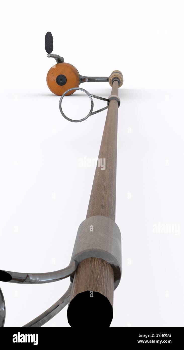 fish hunting stick with white background Stock Photo - Alamy