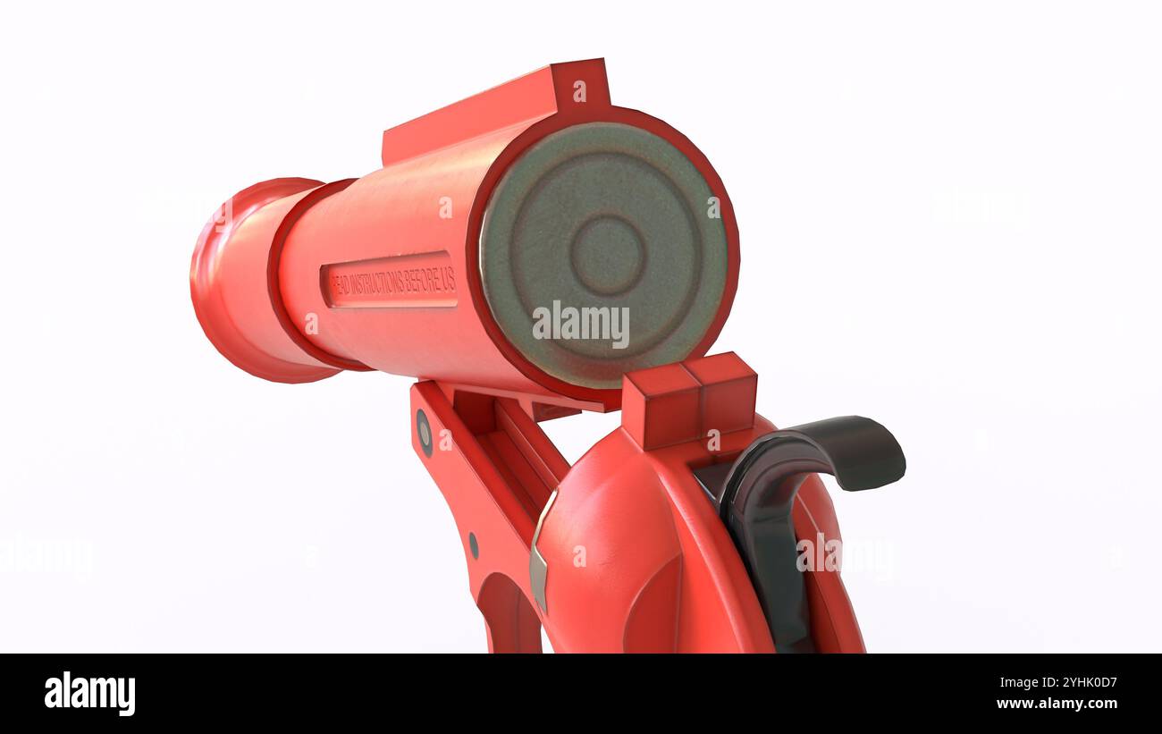 Red flare gun and ammo with white background Stock Photo - Alamy