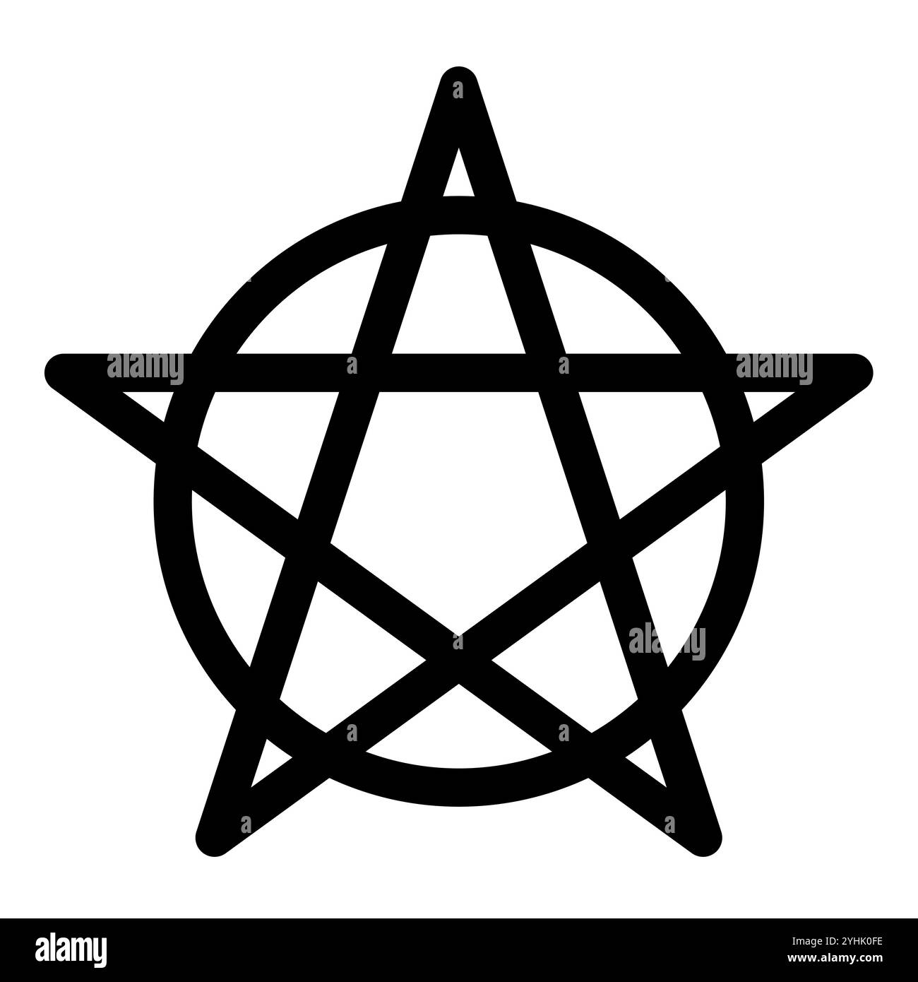 Pentagram circumscribed by a circle. Five-pointed star sign. Magical ...