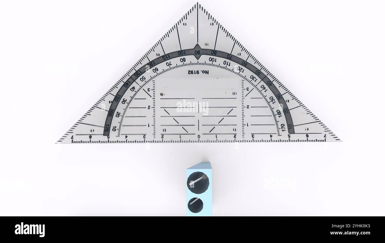 Triangular Protractor with white background Stock Photo - Alamy