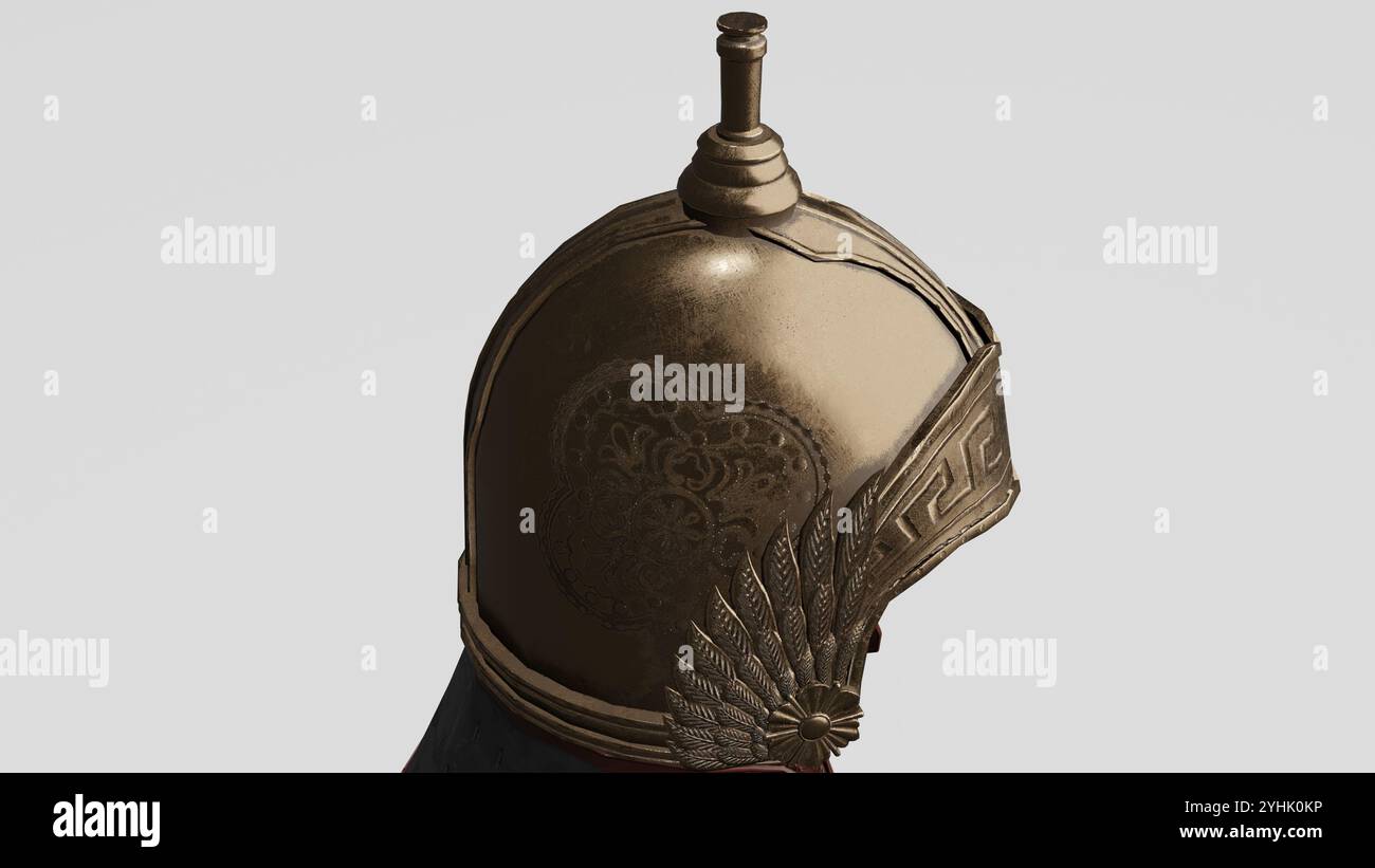gold plated spartan helmet 4k photos Stock Photo - Alamy