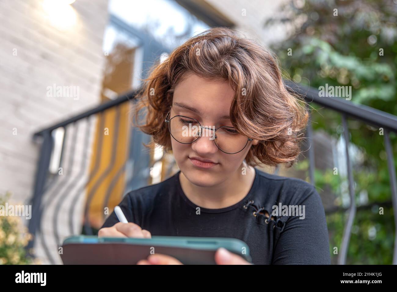 Tired young woman graphic designer. Tired designer. Emotion concept ...