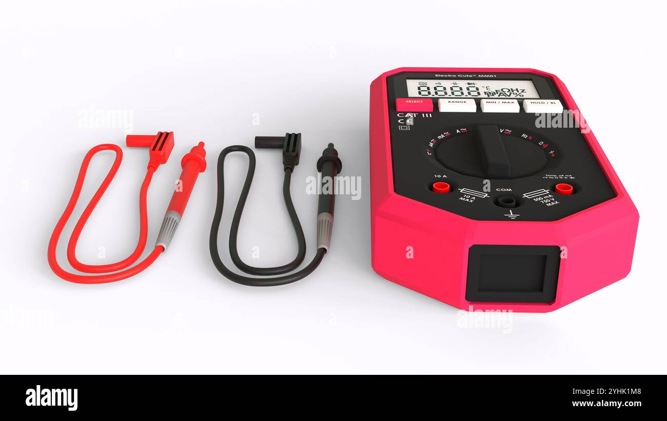 multimeter and cable white background Stock Photo - Alamy