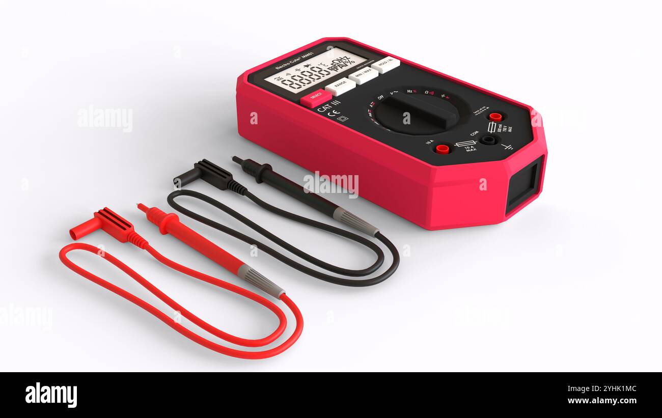 multimeter and cable white background Stock Photo - Alamy