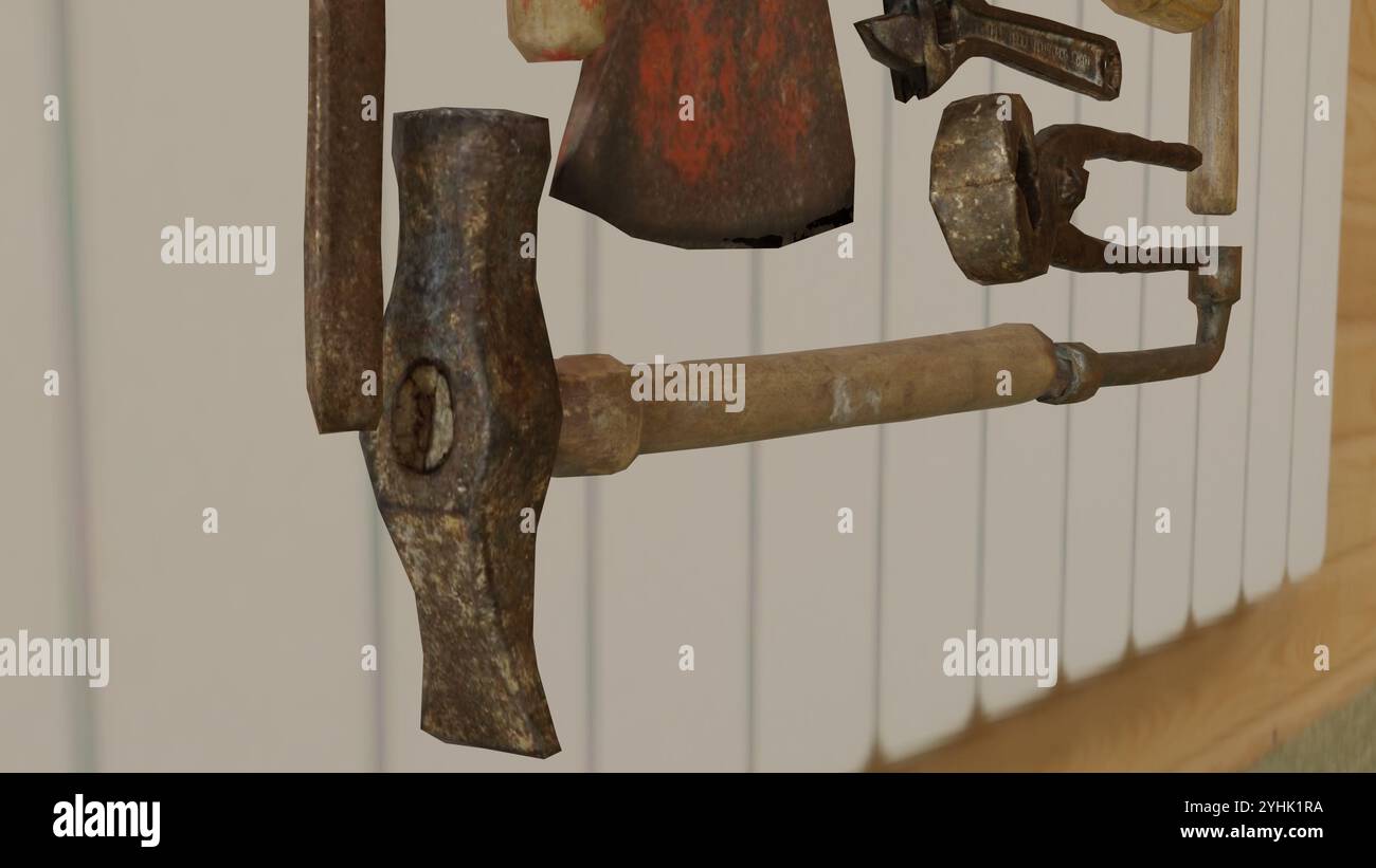Old Carpenter Tools with white background Stock Photo - Alamy