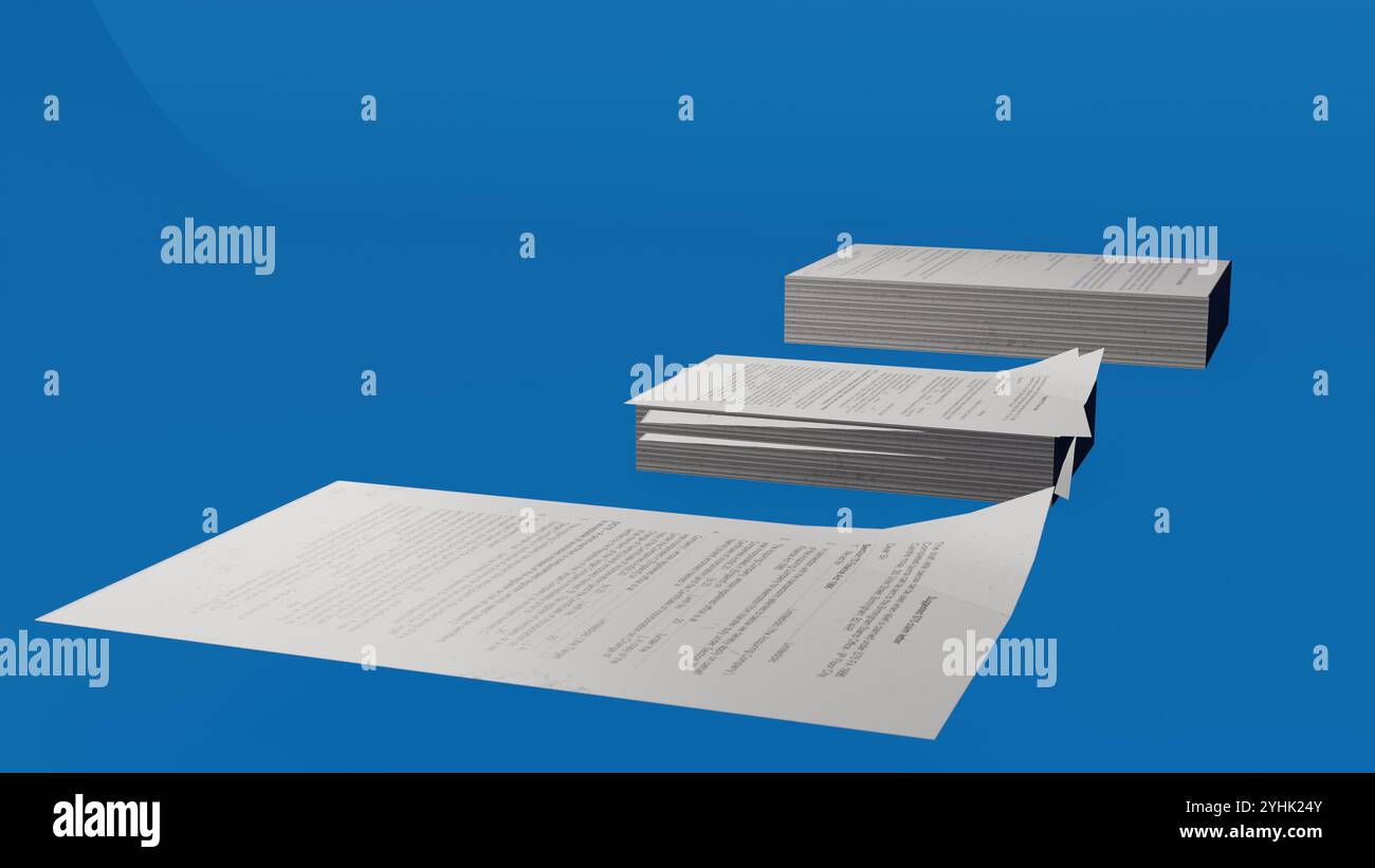Examination Paper Stack with blue background Stock Photo - Alamy