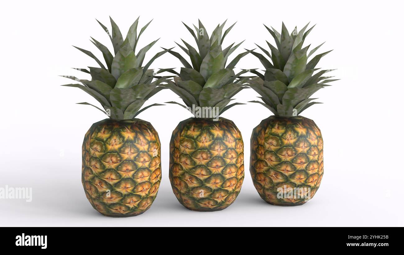 three pineapple with white background Stock Photo - Alamy