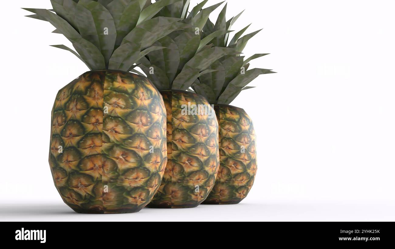 three pineapple with white background Stock Photo - Alamy
