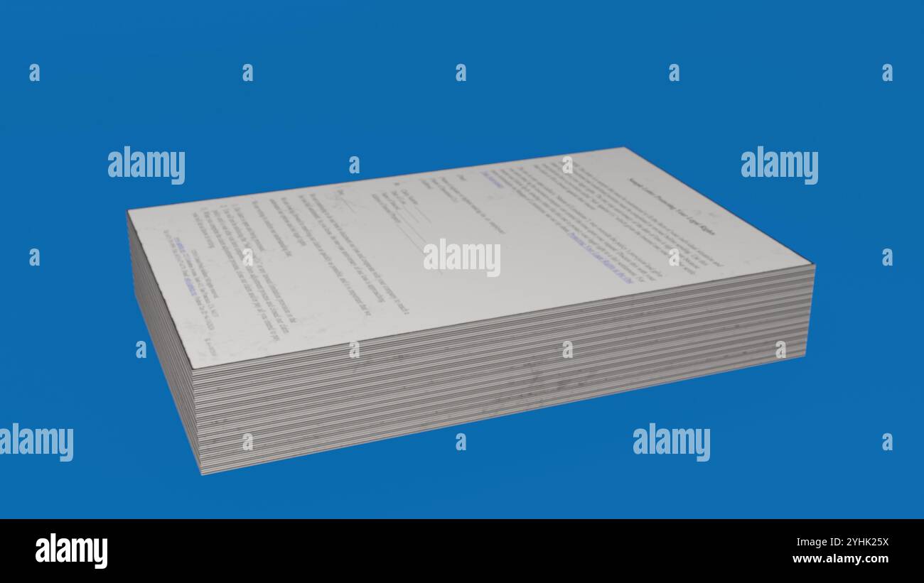 Examination Paper Stack with blue background Stock Photo - Alamy