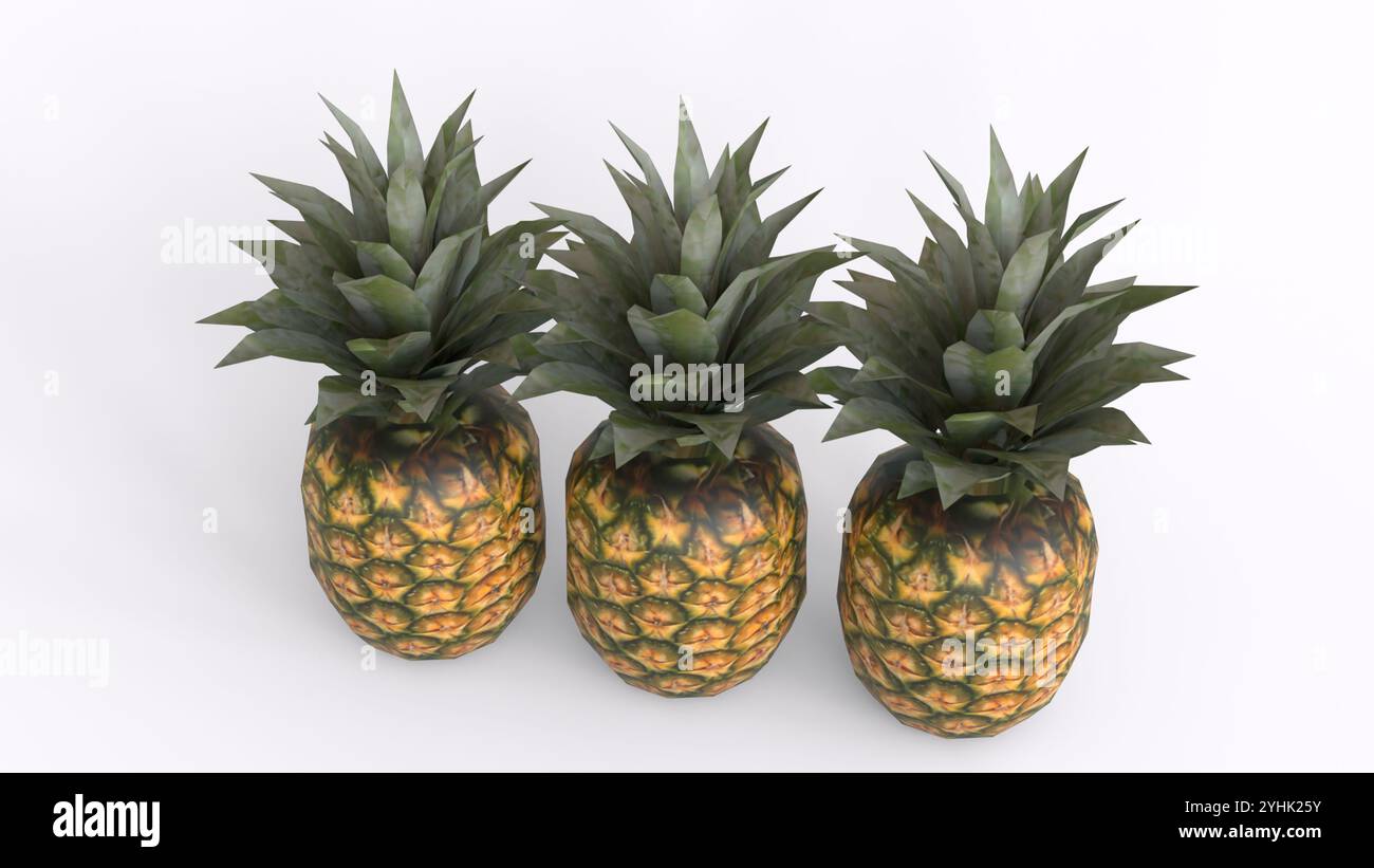 three pineapple with white background Stock Photo - Alamy
