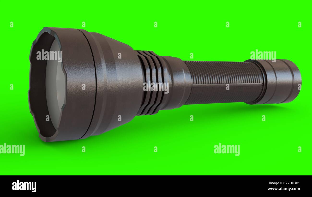 LED Torch Light with green background Stock Photo - Alamy