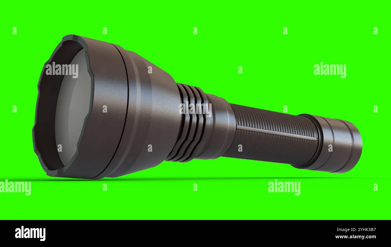 LED Torch Light with green background Stock Photo - Alamy