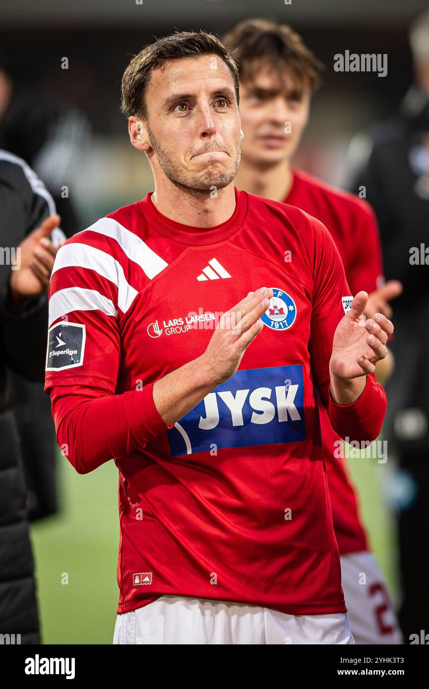 Silkeborg, Denmark. 10th, November 2024. Jeppe Andersen of Silkeborg IF ...