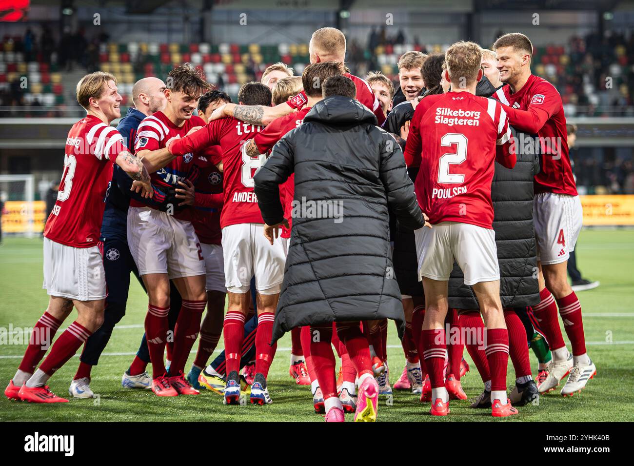 Silkeborg, Denmark. 10th, November 2024. The players of Silkeborg IF ...