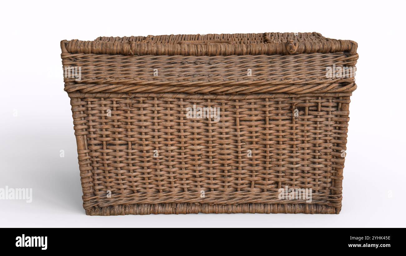 wicker crate with white background Stock Photo - Alamy