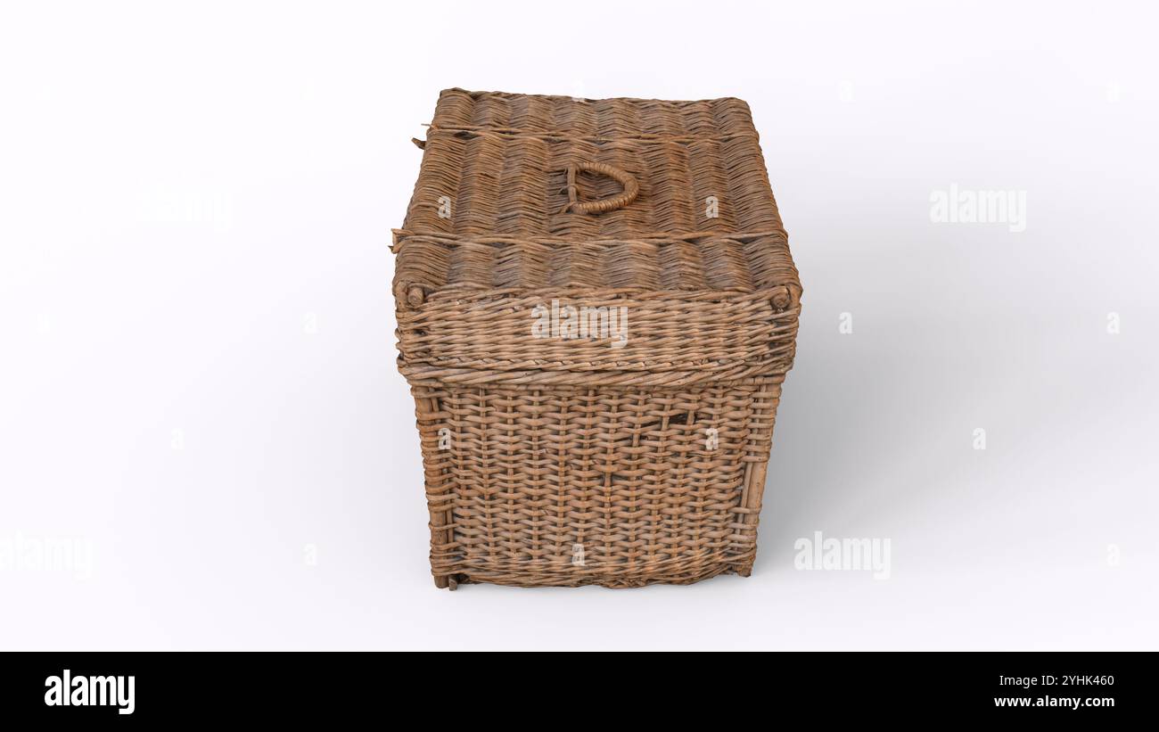 wicker crate with white background Stock Photo - Alamy