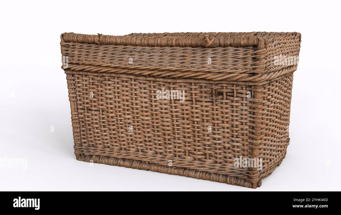 wicker crate with white background Stock Photo - Alamy