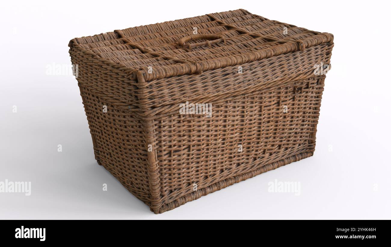wicker crate with white background Stock Photo - Alamy