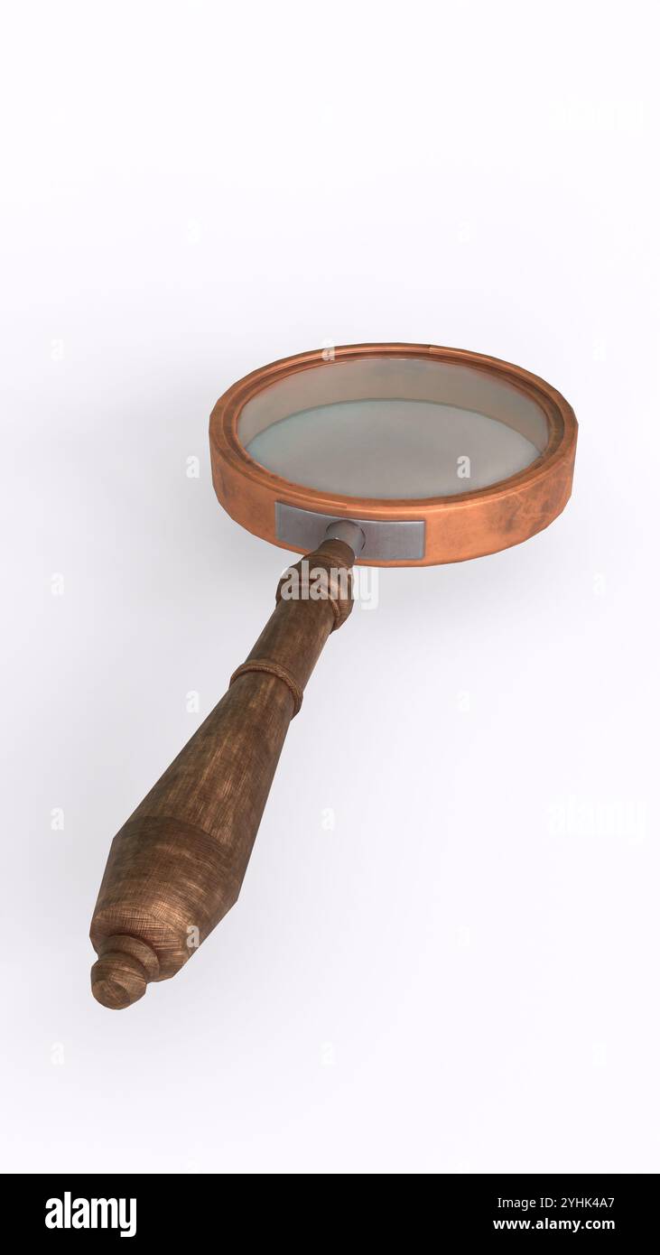 wooden magnifying glass with white background Stock Photo - Alamy