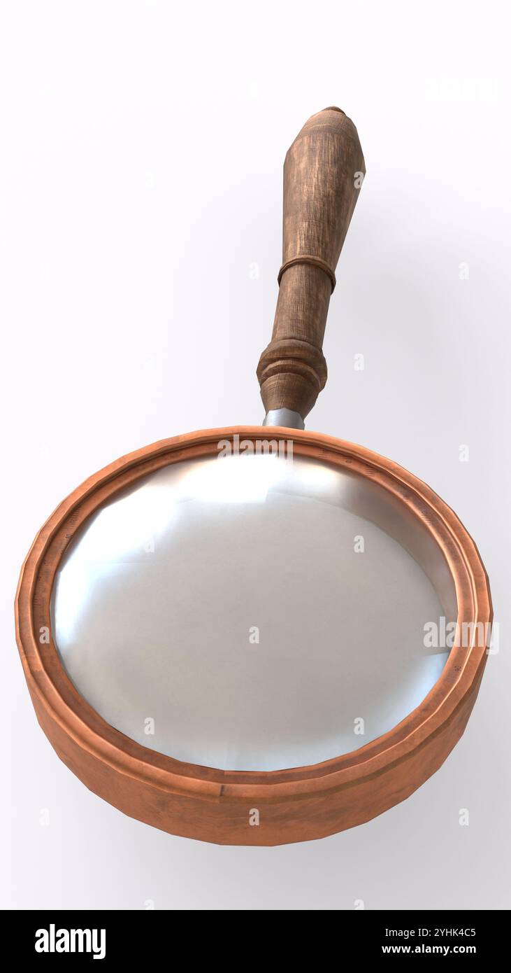 wooden magnifying glass with white background Stock Photo - Alamy