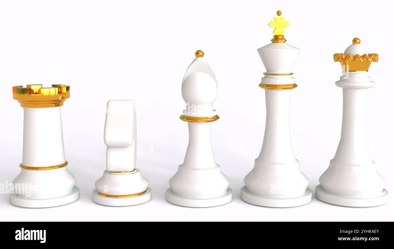 All Chess Pieces with white background Stock Photo - Alamy