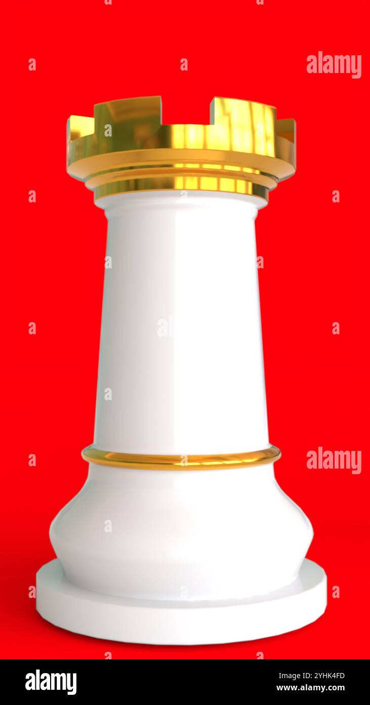 The Rook Chess Piece with red background Stock Photo - Alamy