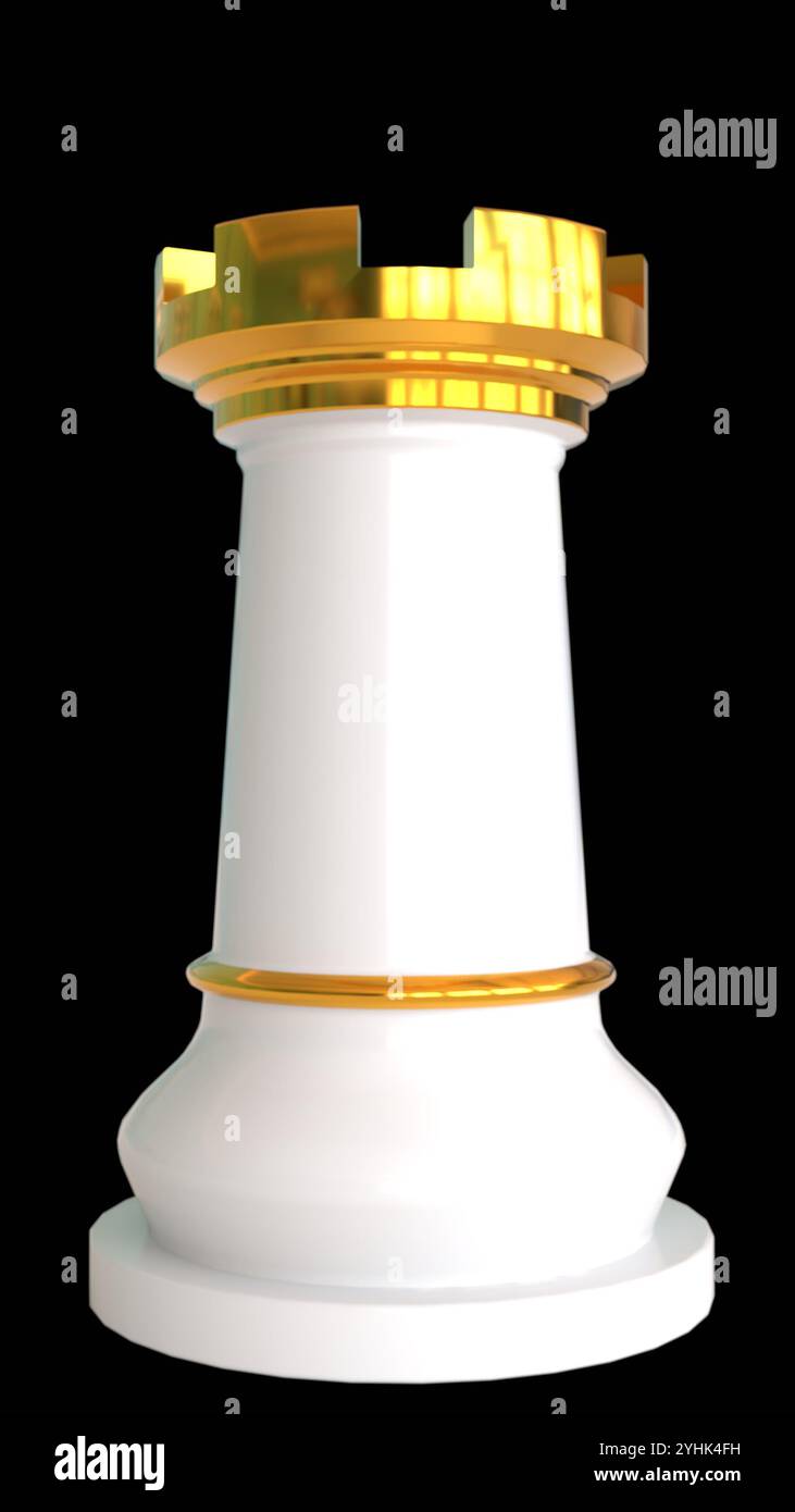 The Rook Chess Piece with black background Stock Photo - Alamy
