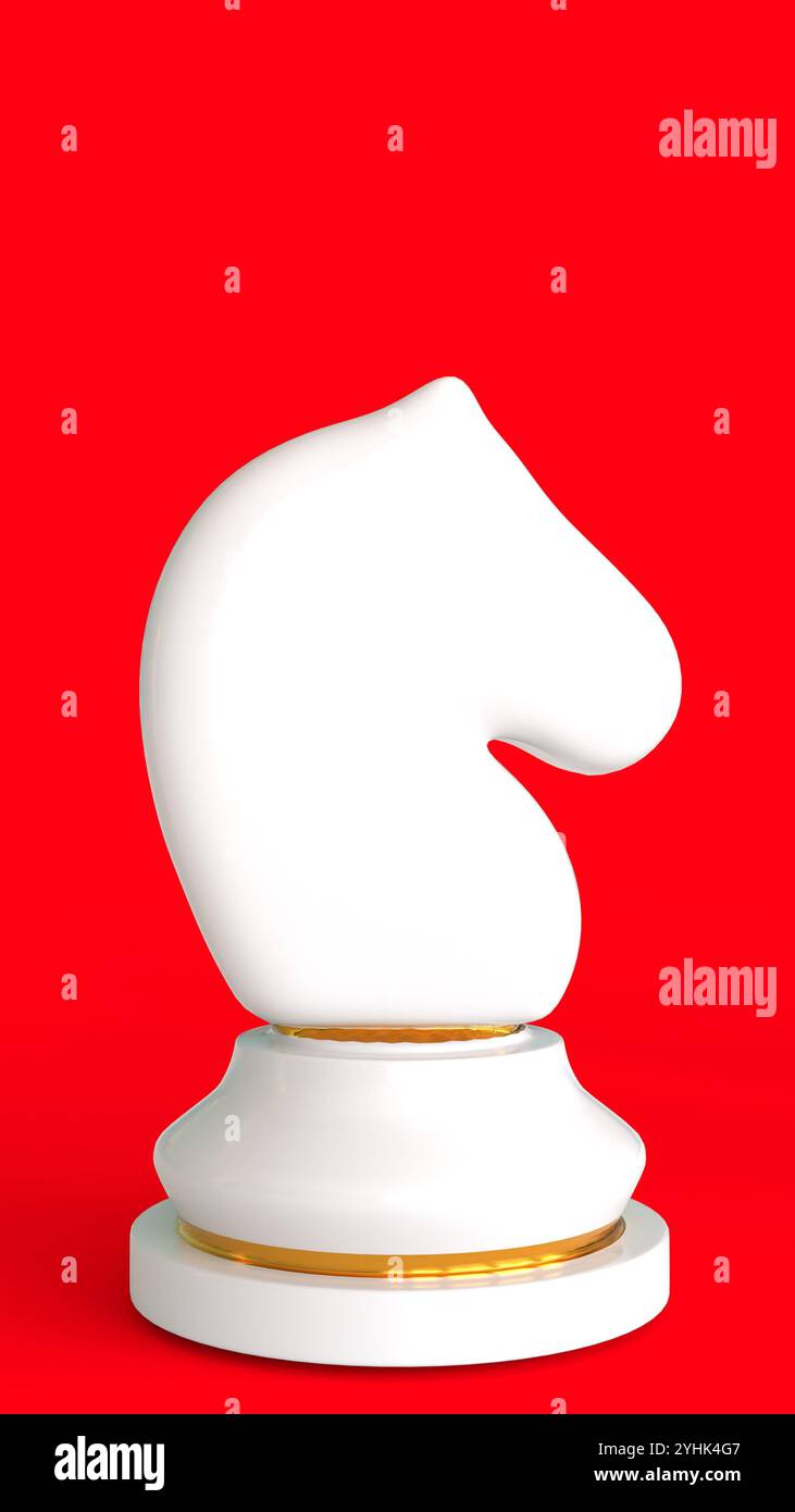 The Knight Chess Piece with red background Stock Photo - Alamy